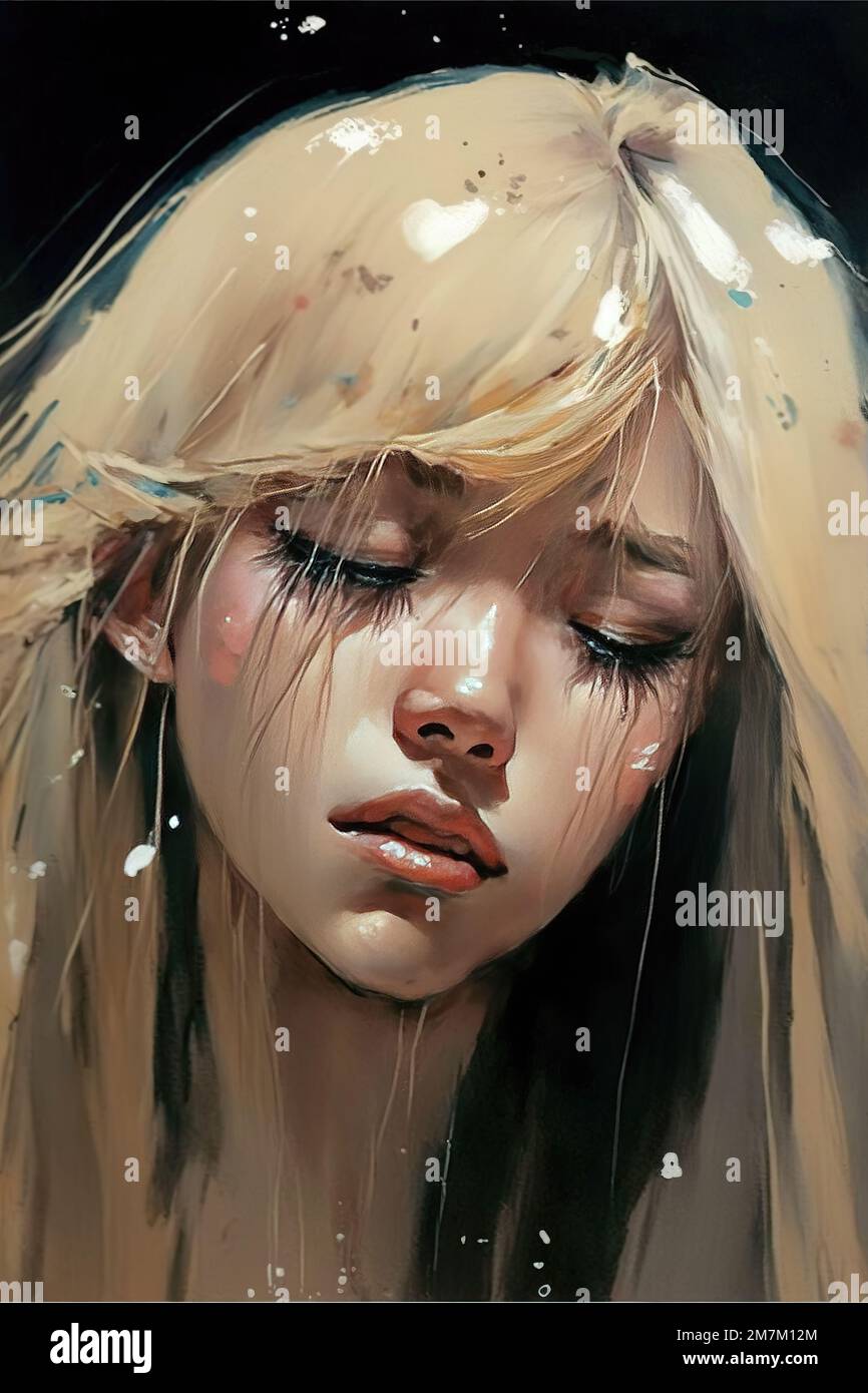 Sad manga girl cartoon hi-res stock photography and images - Alamy