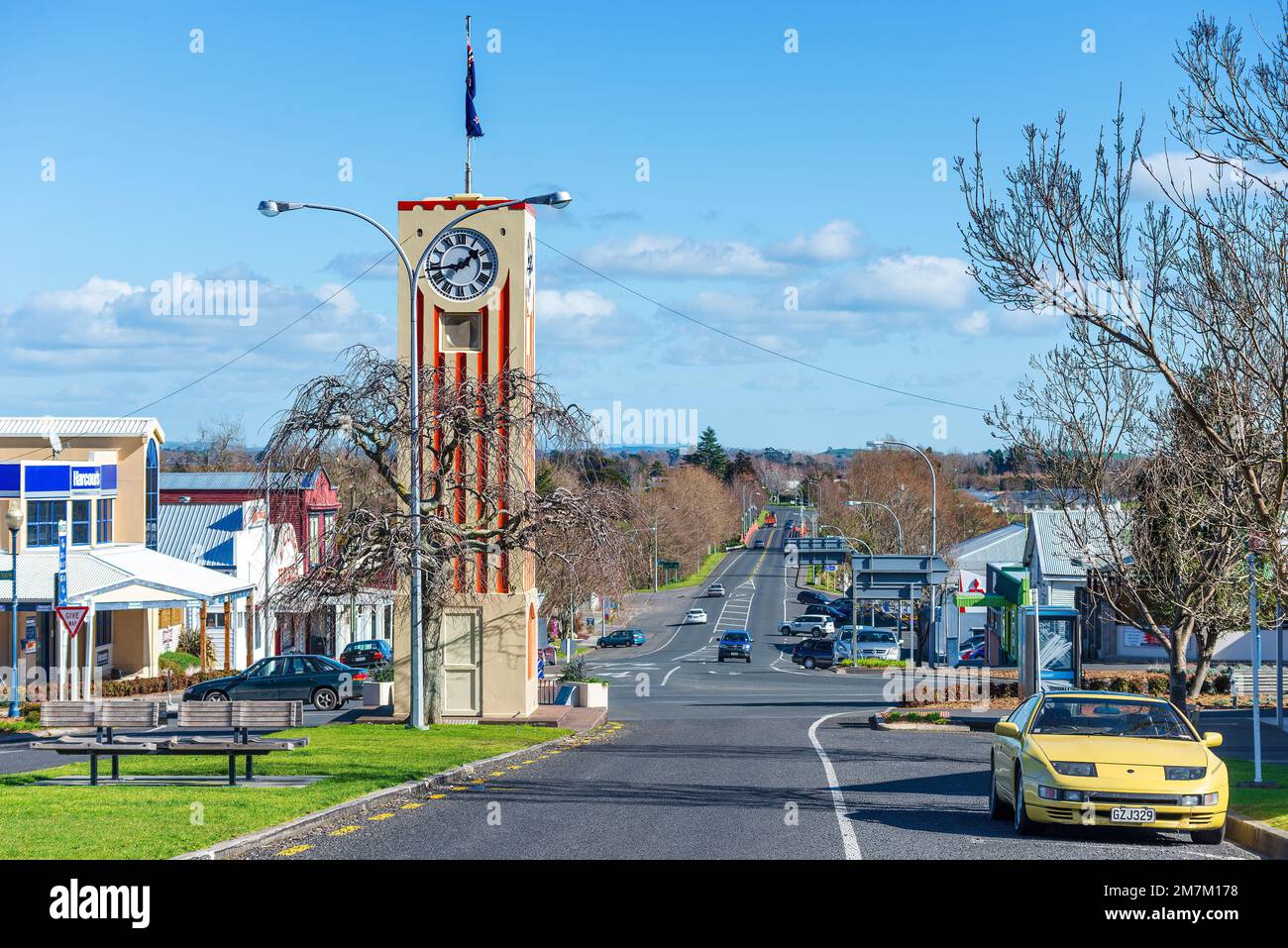 A clock tower in a small rural town in Waikato in New Zealand, Te Aroha Stock Photo - Alamy