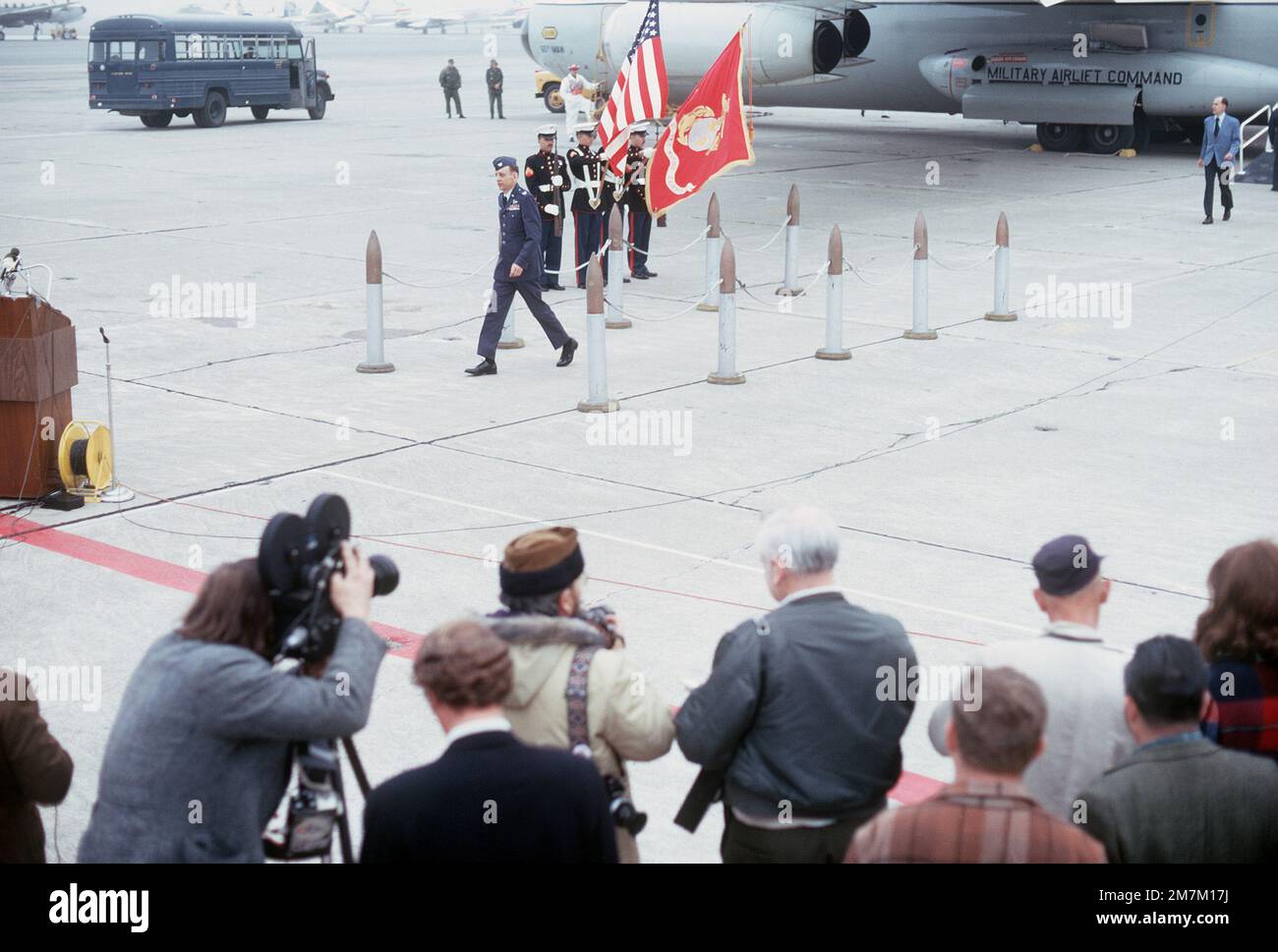 Former POW and U.S. Air Force COL Albert Edward Runyan walks from the C ...
