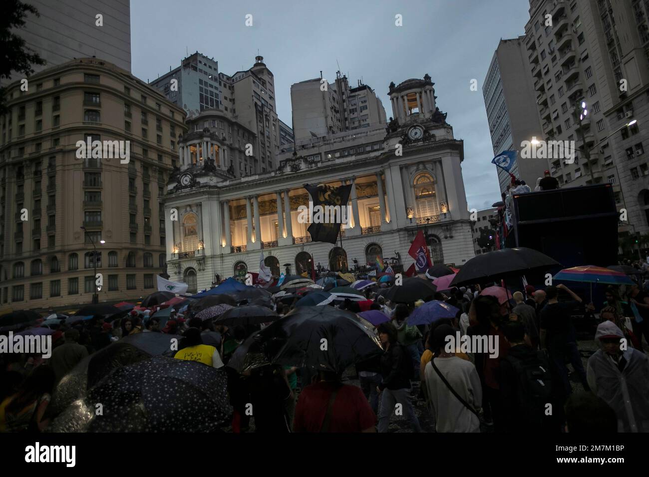 Protesters participate in an act in favor of Brazilian democracy in Rio ...