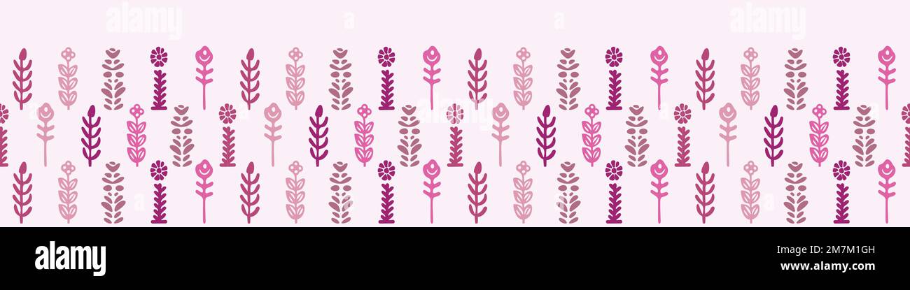 Viva magenta floral border. Vector color of the year flower washi tape ...