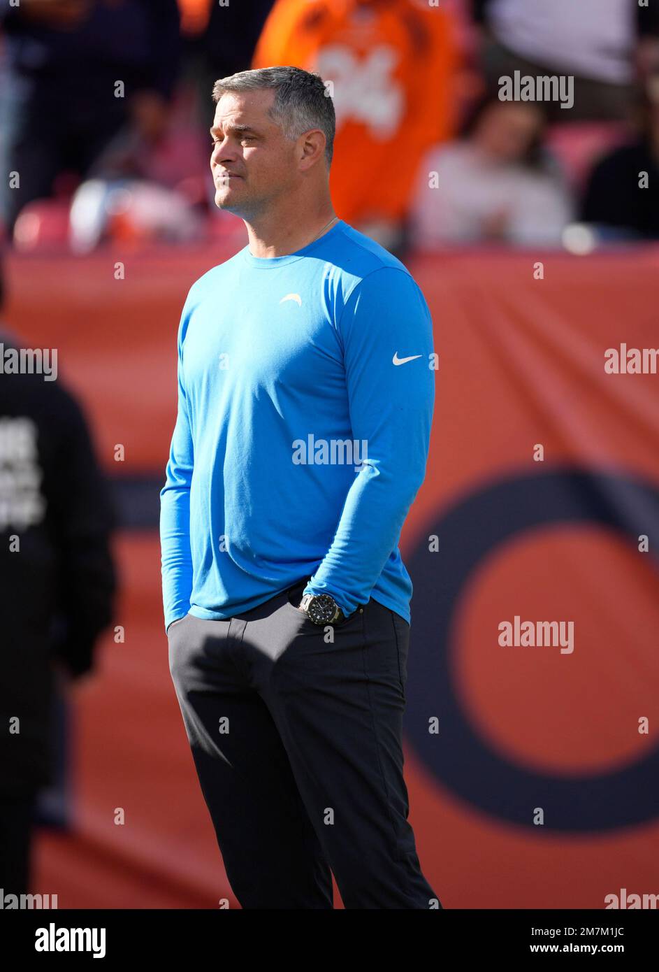 Los Angeles Chargers offensive coordinator Joe Lombardi before an NFL ...