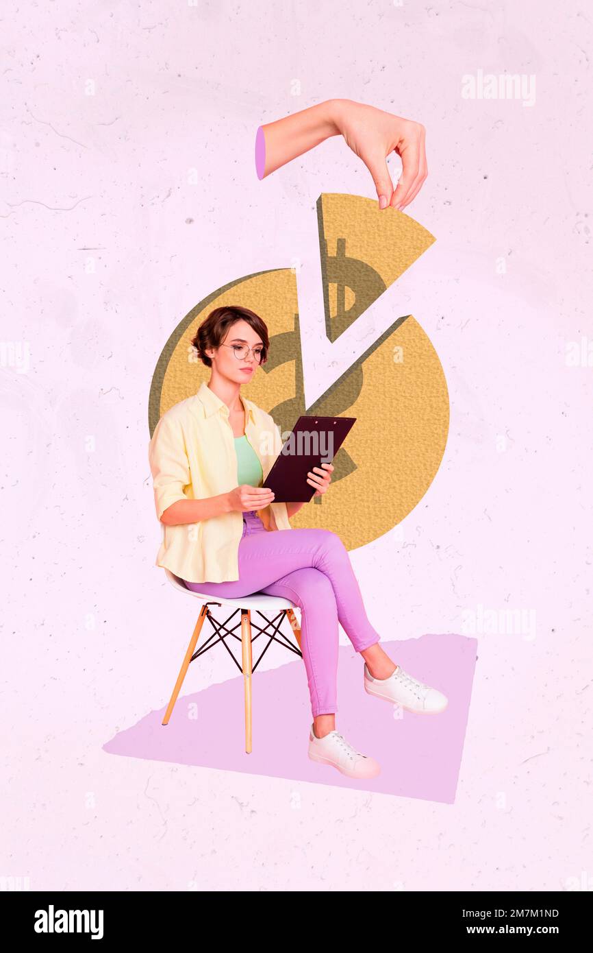 Creative photo 3d collage artwork picture of thoughtful intelligent ...