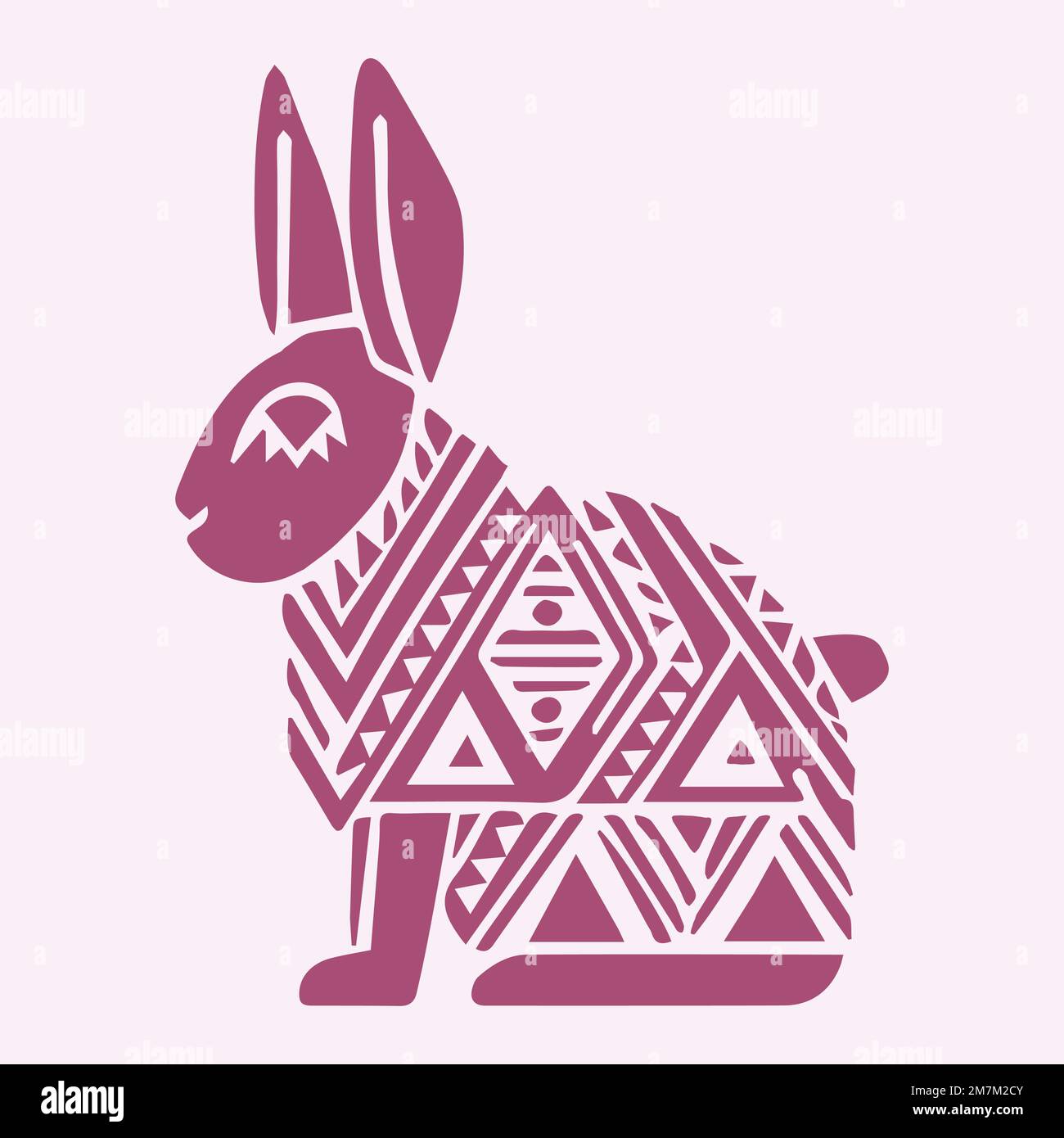 2023 year of the rabbit easter bunny vector doodle. Viva magenta cute ...