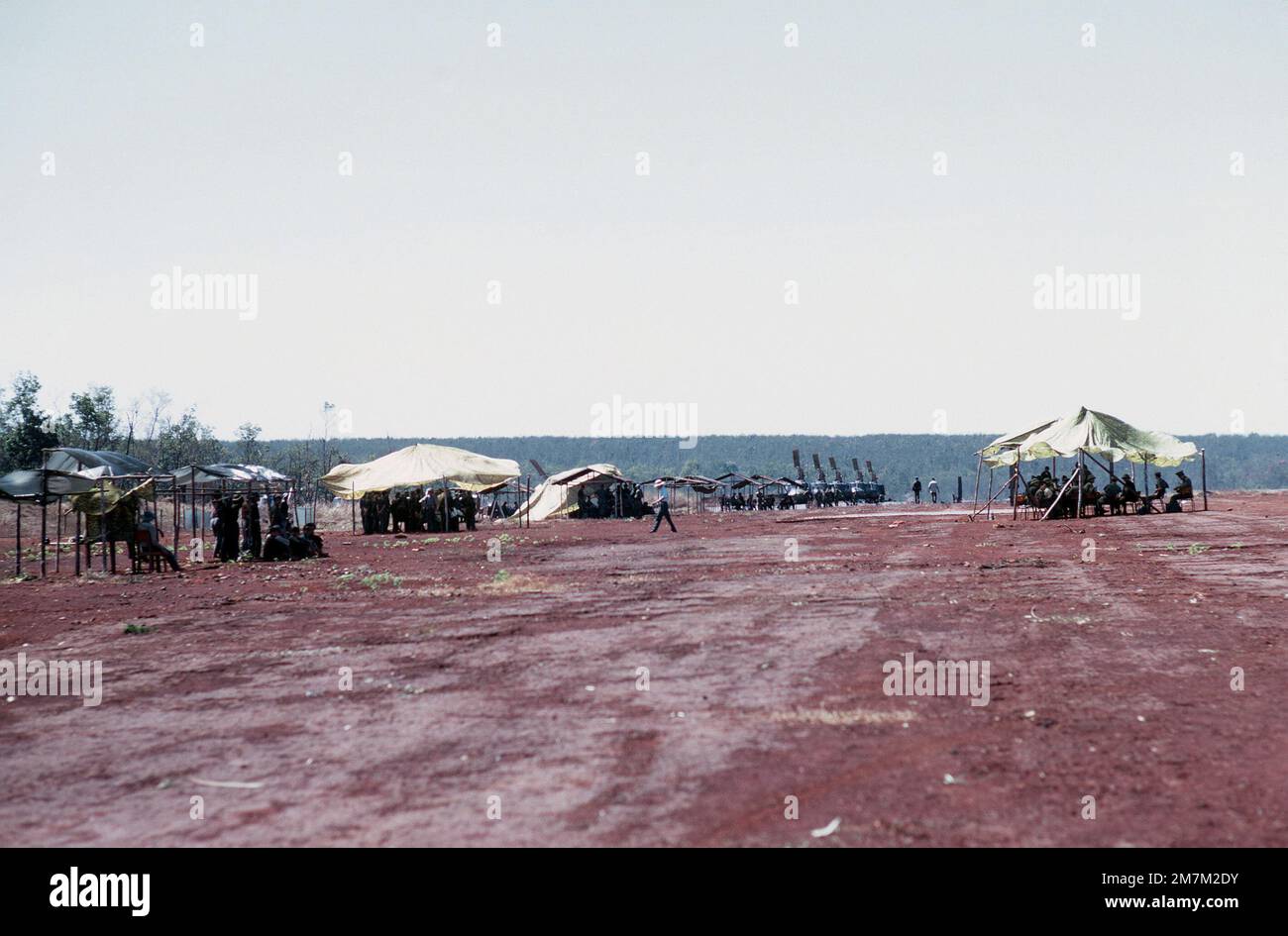 The location, with tents and helicopters parked, where the exchange of ...