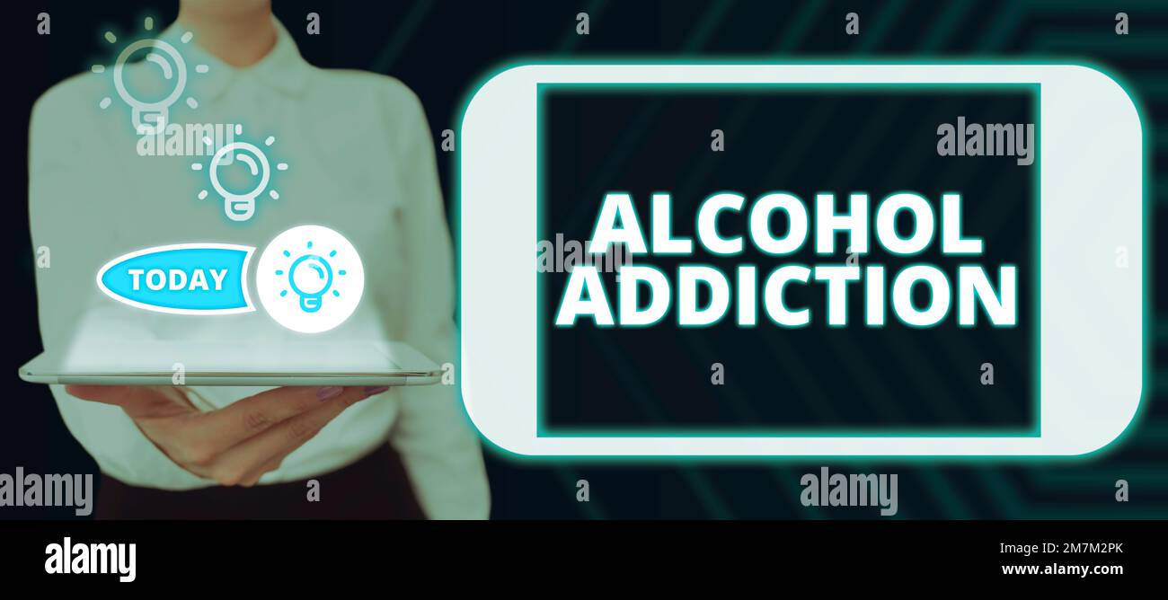 Handwriting text Alcohol Addiction. Conceptual photo characterized by ...