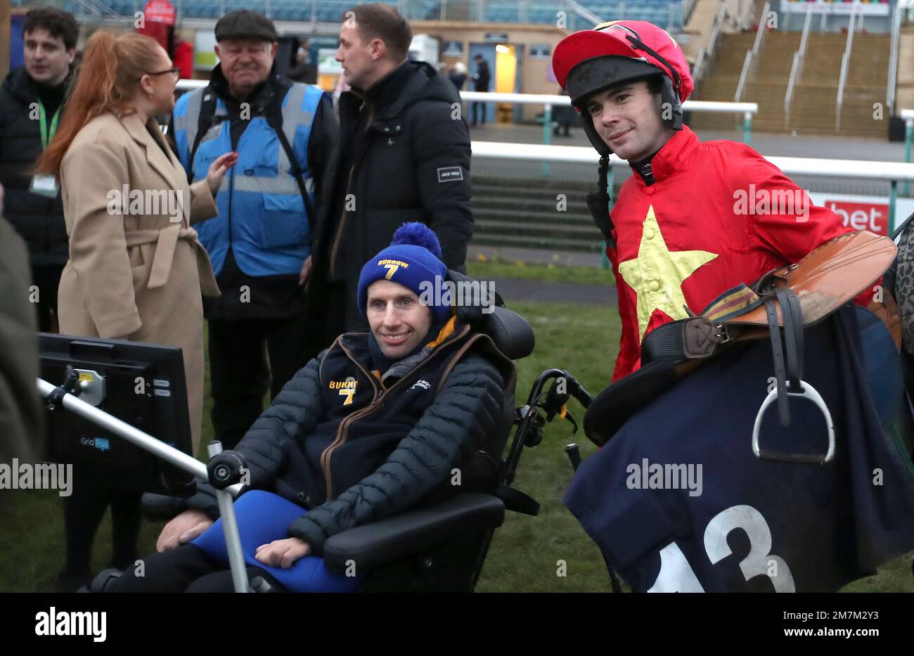 Jockey Billy Garritty (right) and former rugby league player Rob Burrow ...