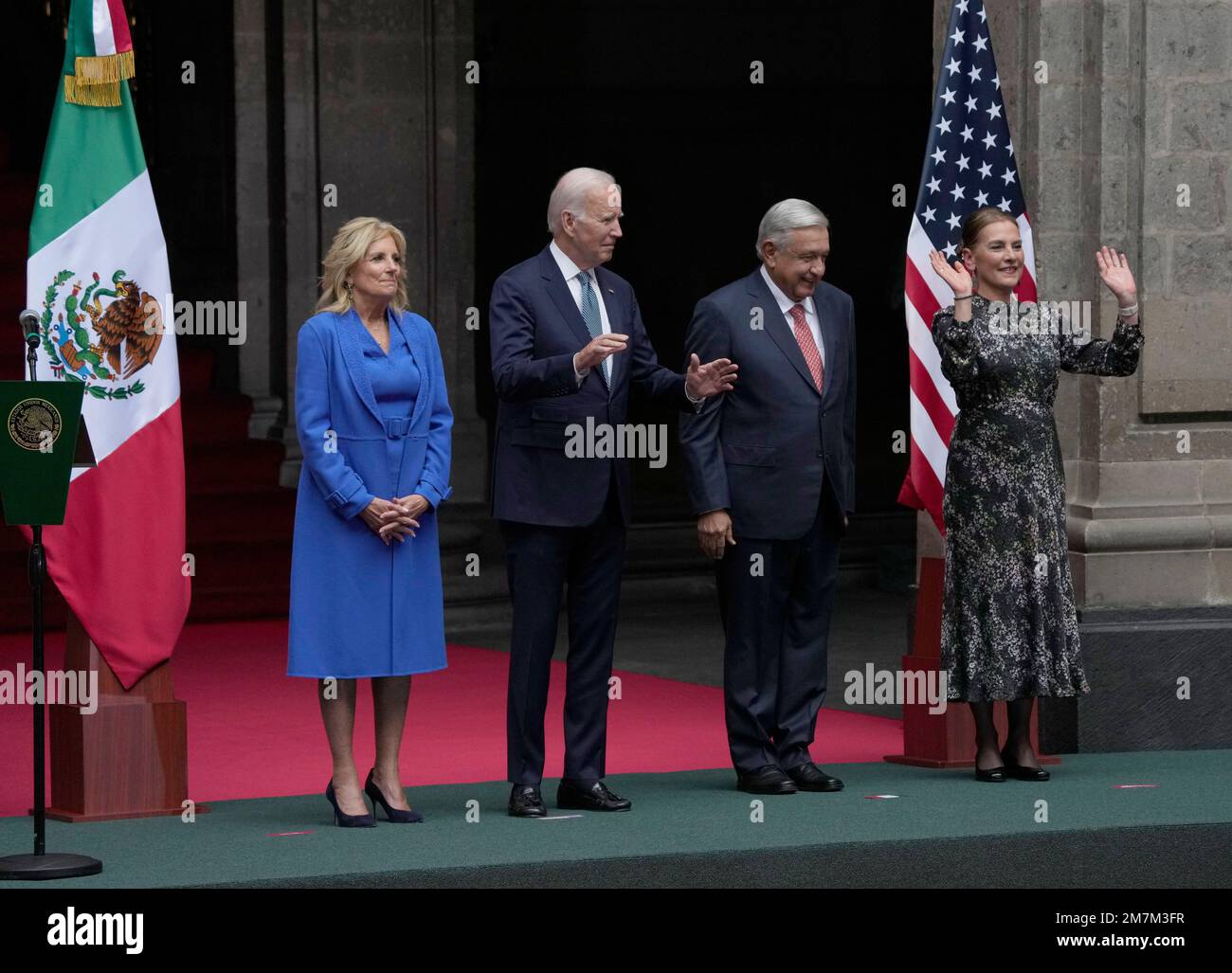 Mexico's President Andres Manuel Lopez Obrador, accompanied by his wife ...