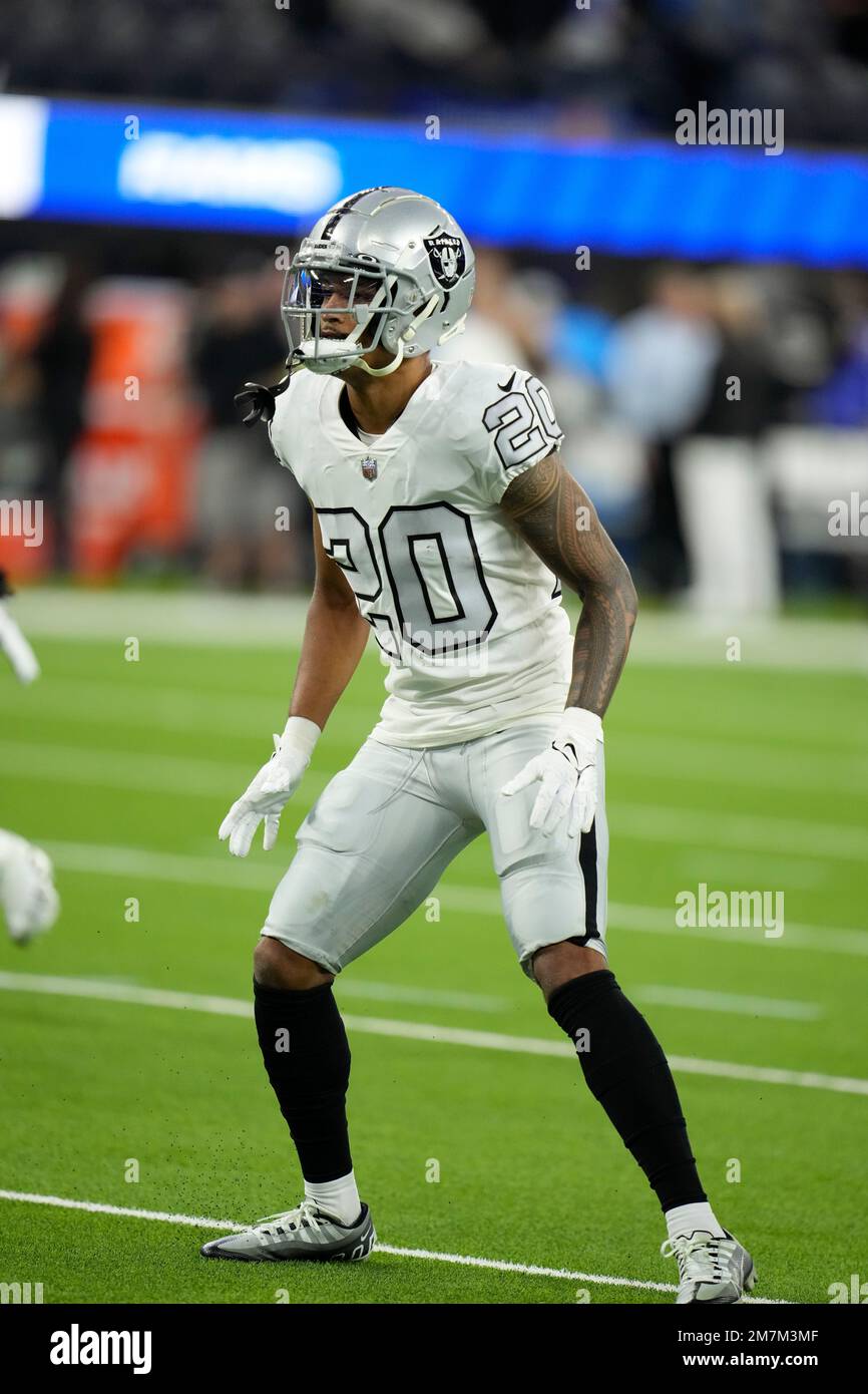 Las Vegas Raiders safety Isaiah Pola-Mao before an NFL football game ...