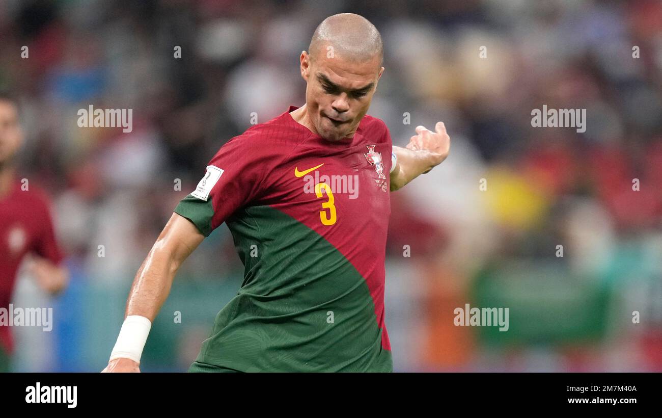Portugal's Pepe kicks the ball during the World Cup round of 16 soccer ...