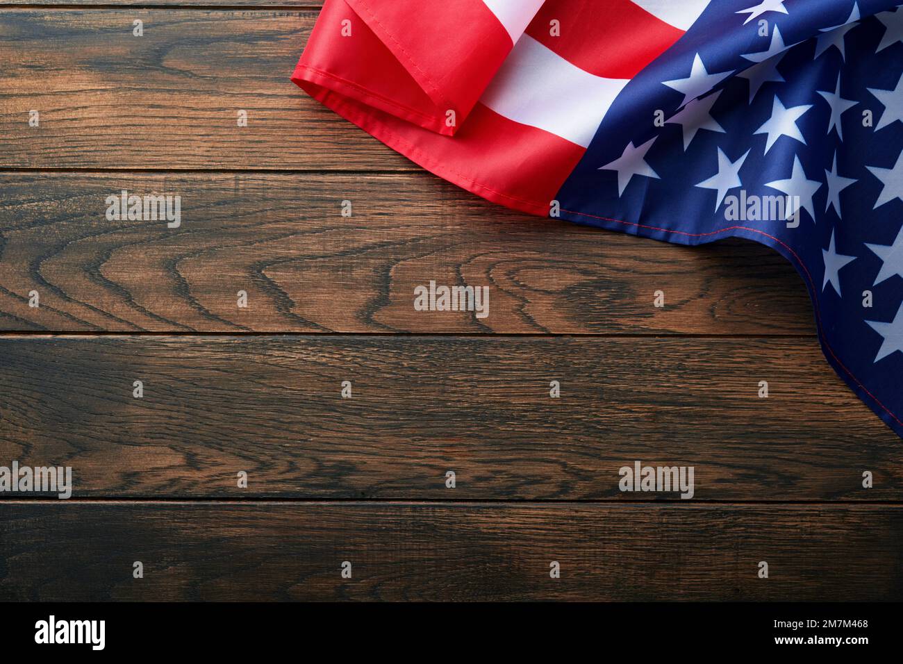 American flag on old wooden background with copy space. Close Up for ...