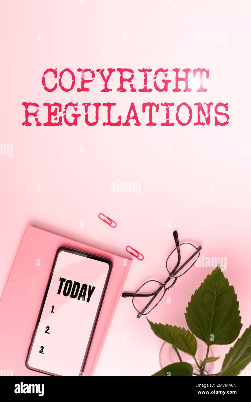Text showing inspiration Copyright Regulations. Business concept body ...