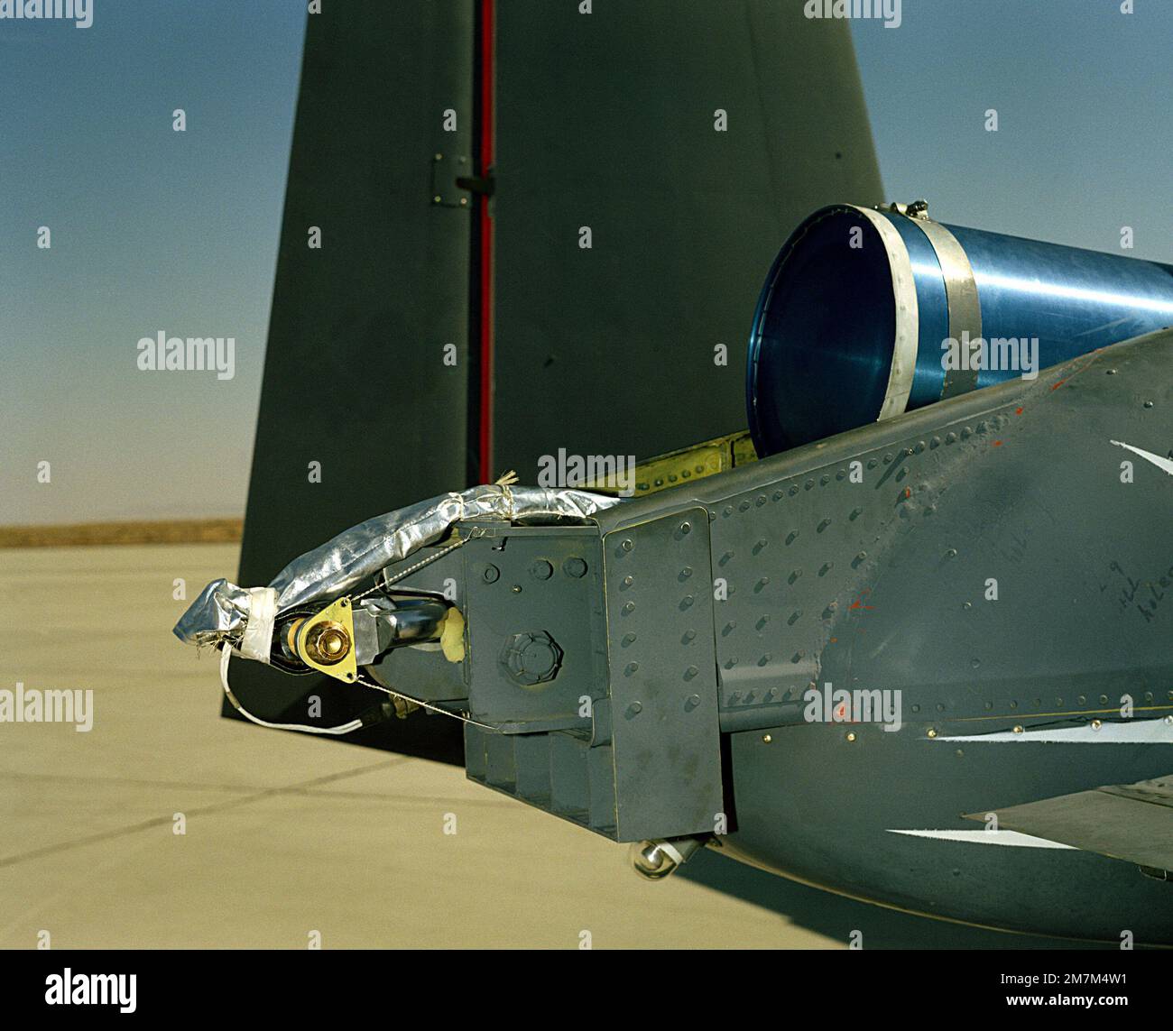 A rear view of an A-10A Thunderbolt II aircraft showing the spin chute ...
