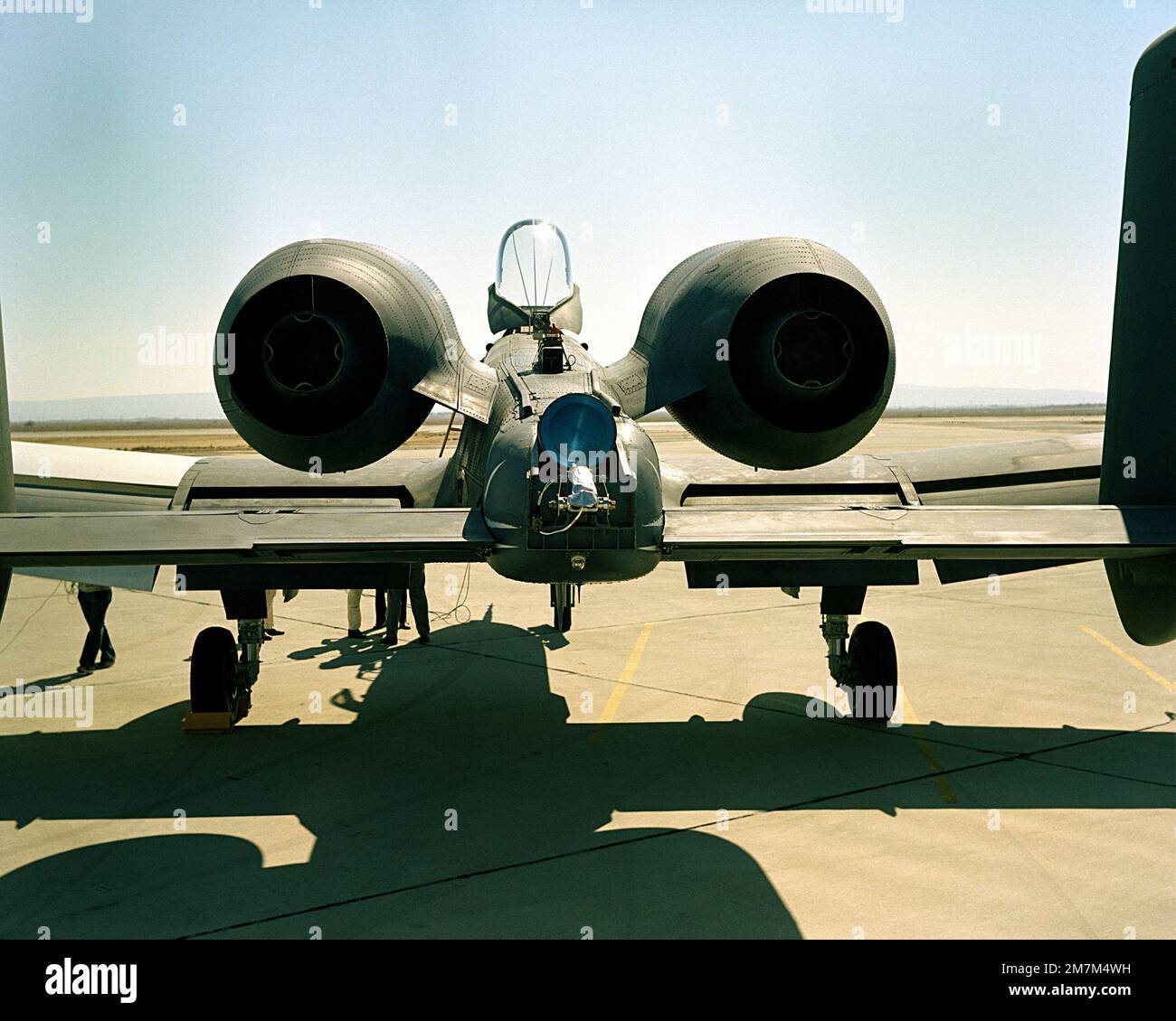 Rear view of an A-10A Thunderbolt II aircraft showing the spin chute ...