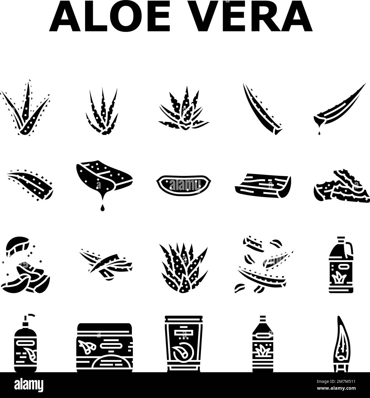 aloe vera nature green care icons set vector Stock Vector Image & Art ...