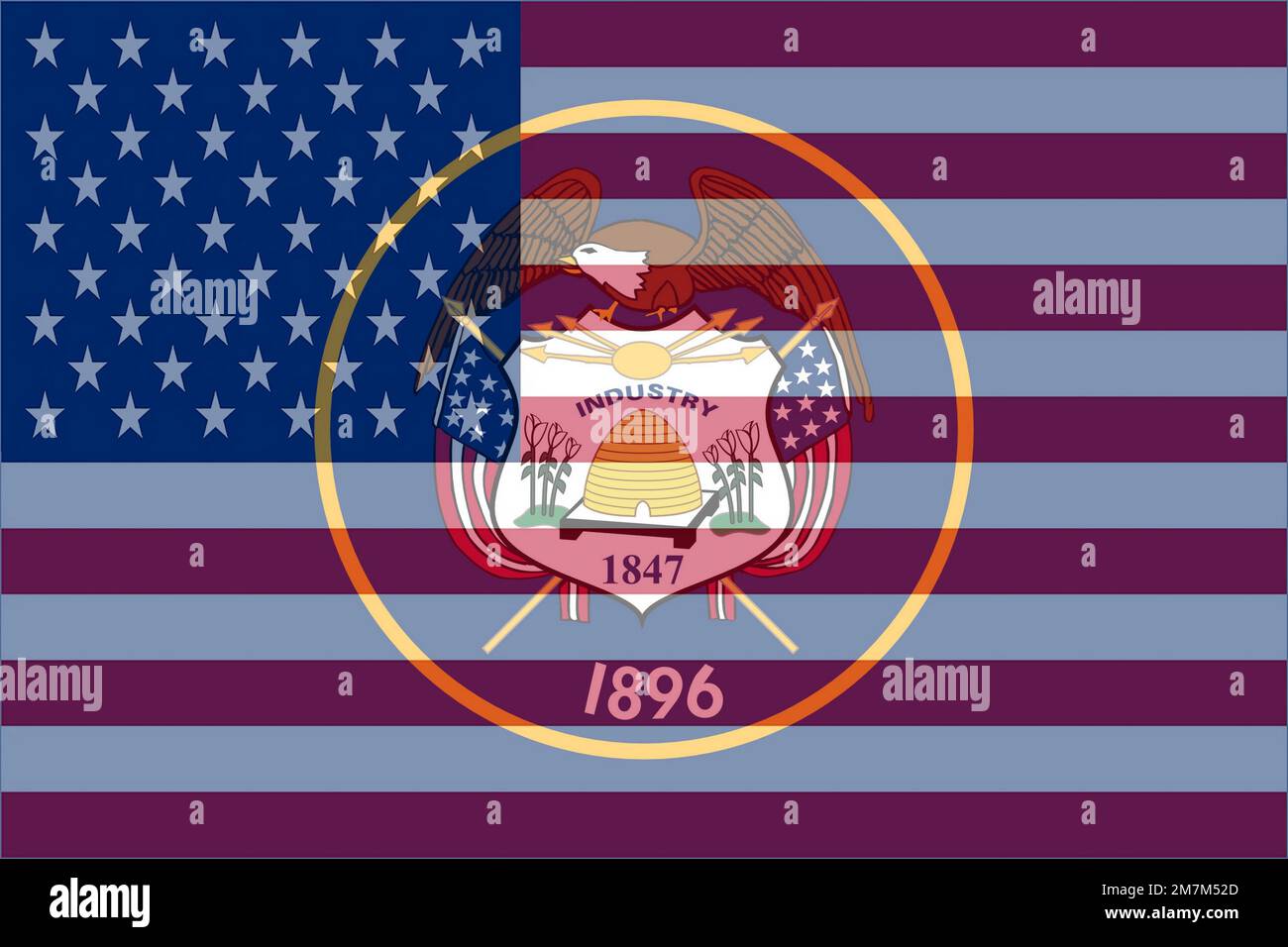 Flag of Utah, federal state with United States of America flag Stock ...