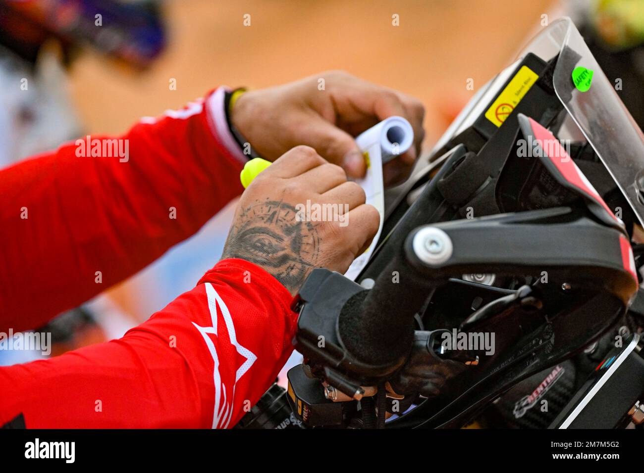 Moto Roadbook illustration during the Stage 9 of the Dakar 2023 between ...
