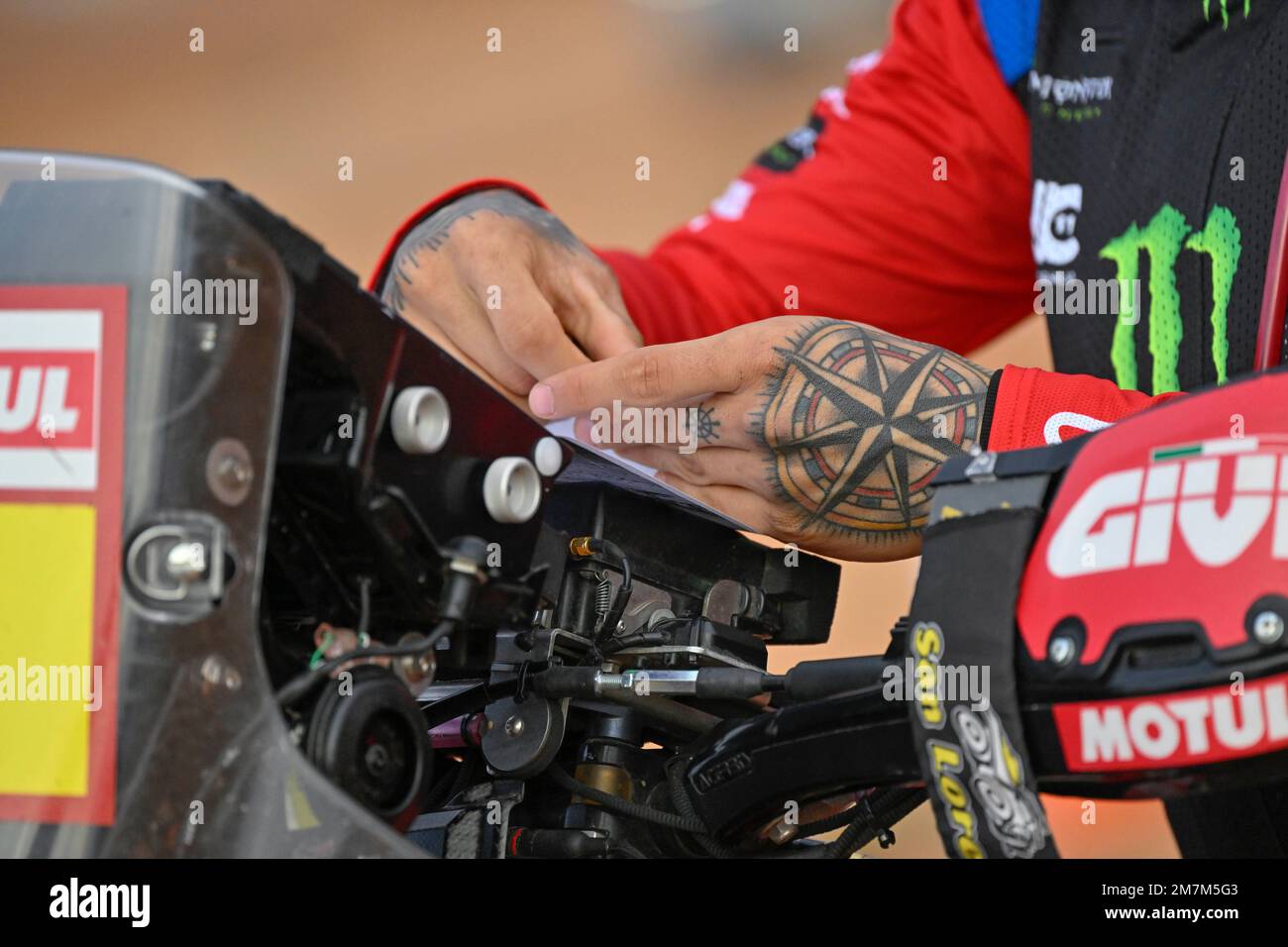 Moto Roadbook illustration during the Stage 9 of the Dakar 2023 between ...