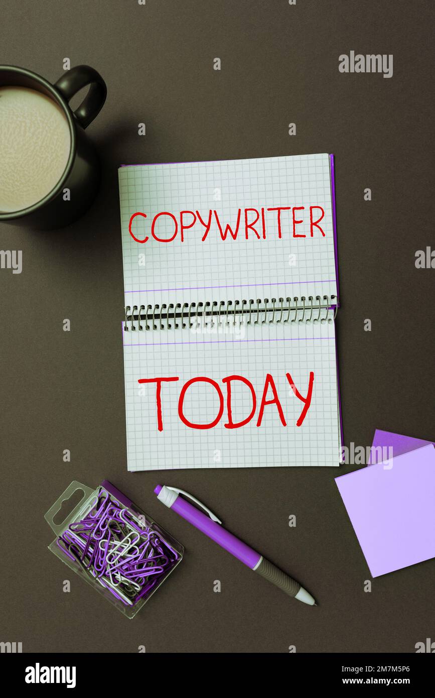 Sign displaying Copywriter, Business approach writing the text of ...
