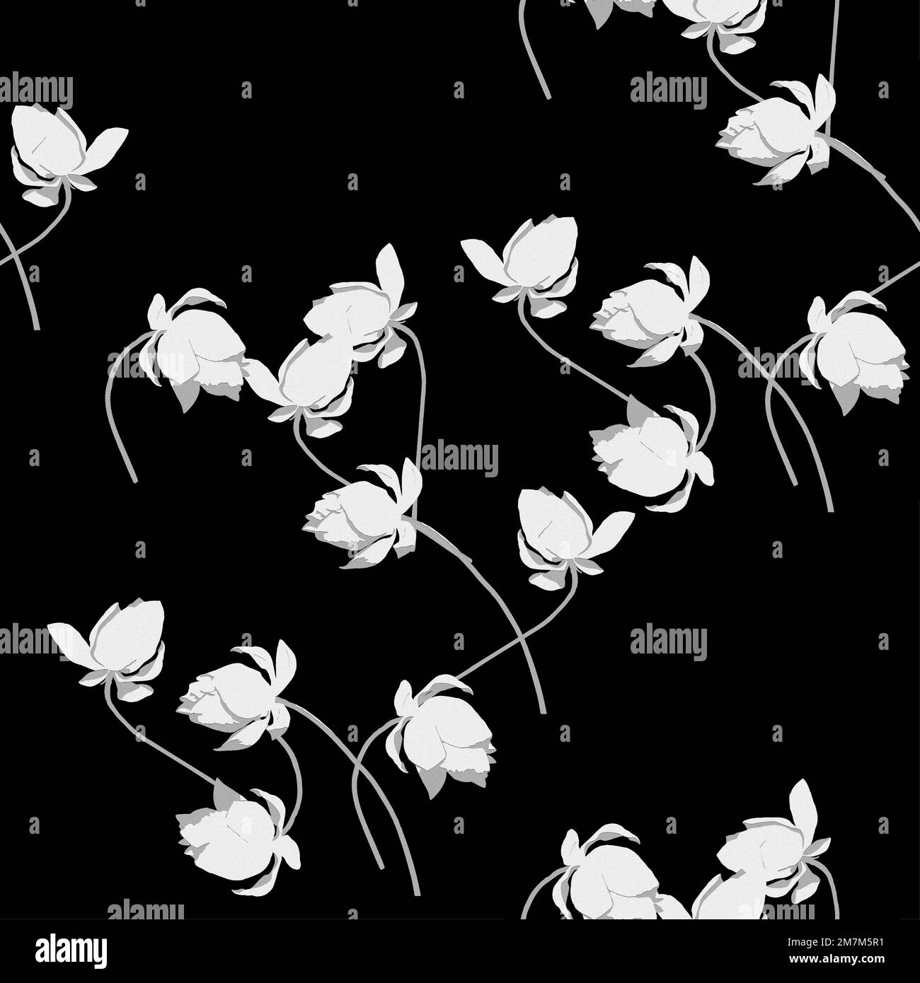 Modern floral seamless pattern. Digital drawn illustration. Can be used ...