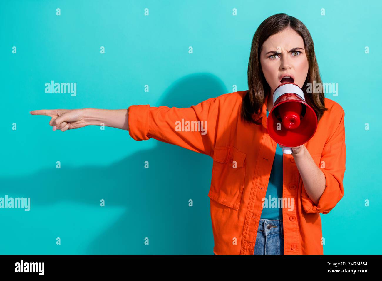 Photo of angry mad lady wear stylish clothes demand punishment for ...