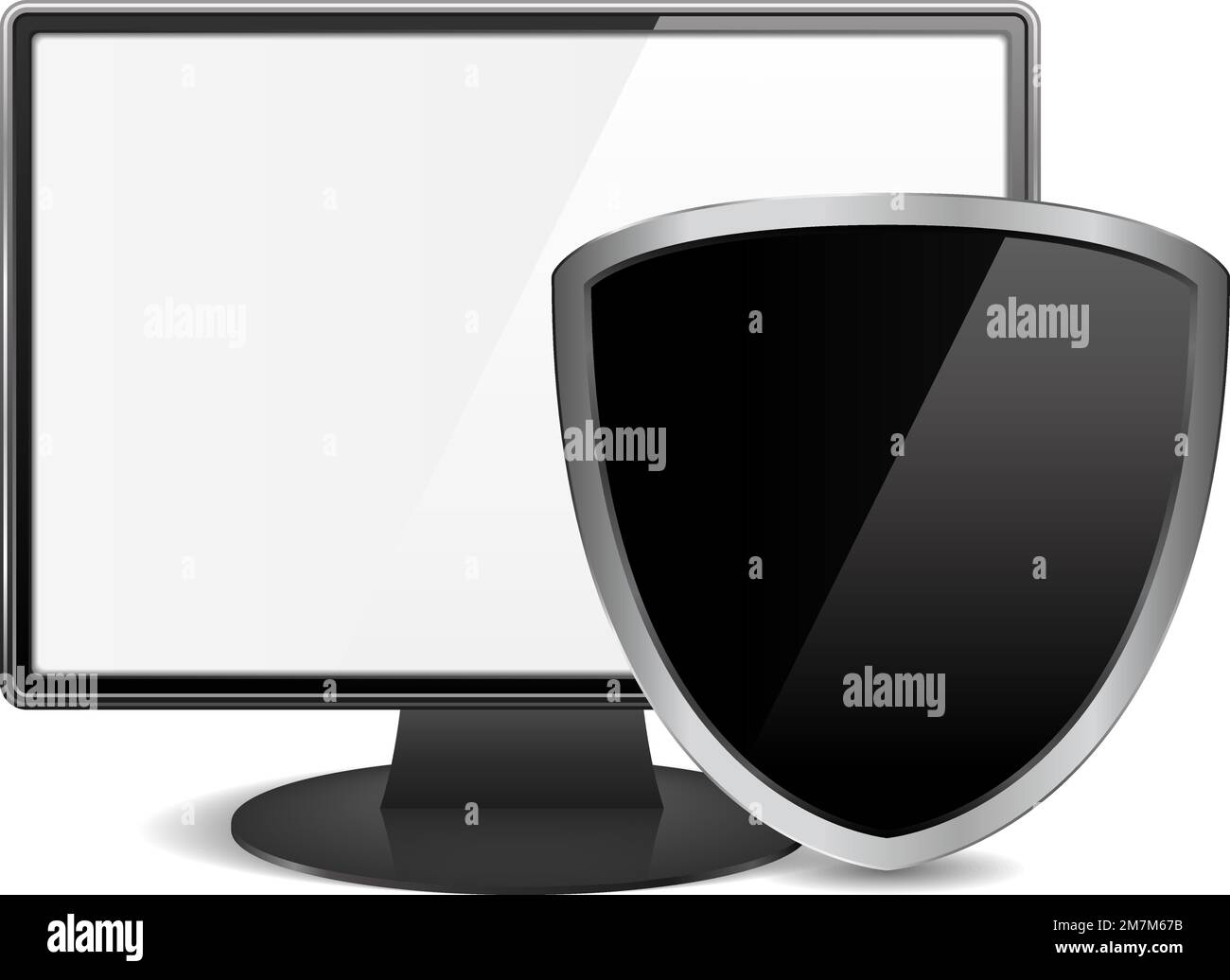 Computer monitor with black shield, vector eps10 illustration Stock Vector Image & Art - Alamy