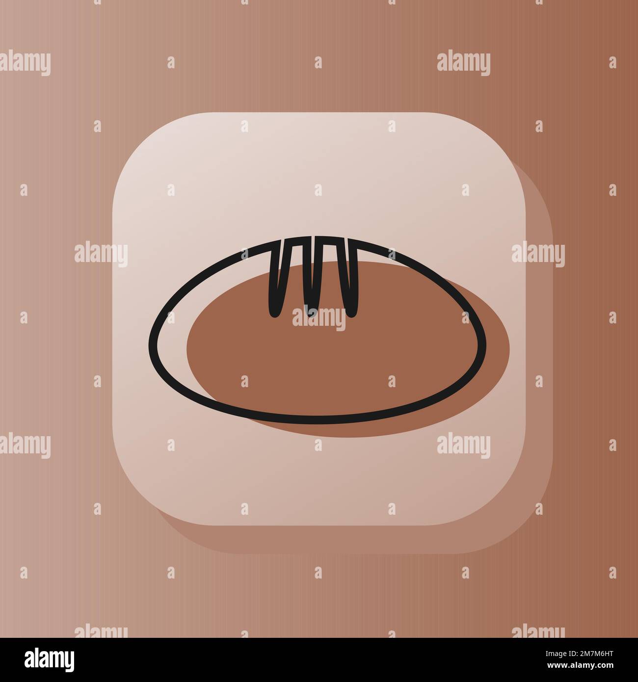3d square button bread on outline icon. Vector illustration isolated on ...