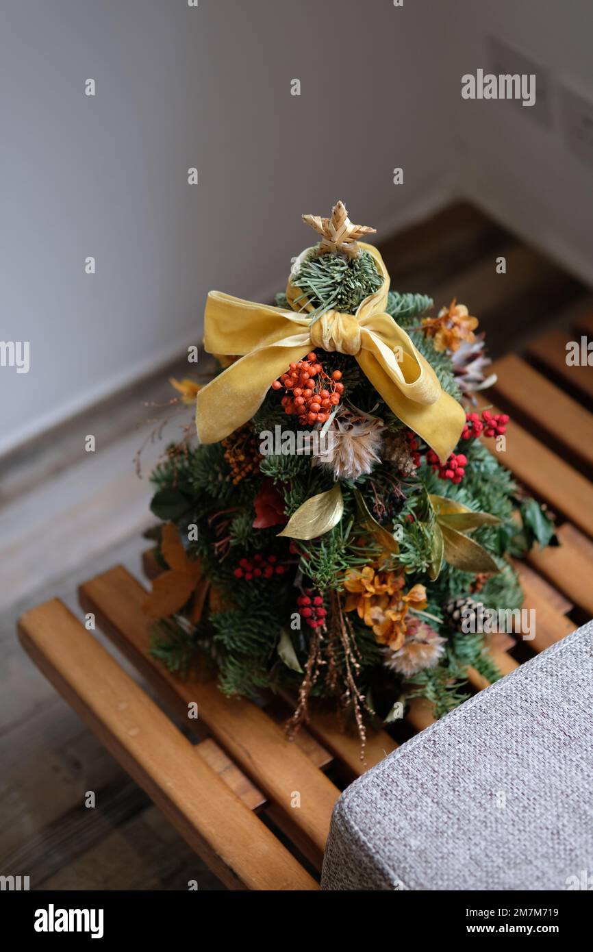A top view shot of a small Christmas tree Stock Photo - Alamy