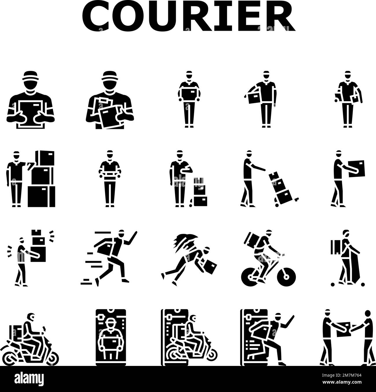courier delivery service shipping icons set vector Stock Vector Image ...