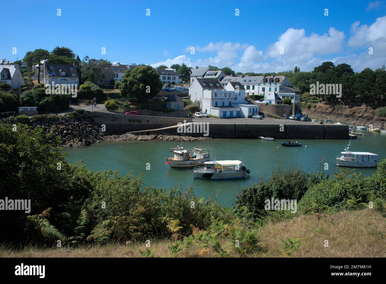 view of the port of Doelan, Clohar-Carnoet in Finistère in Brittany ...
