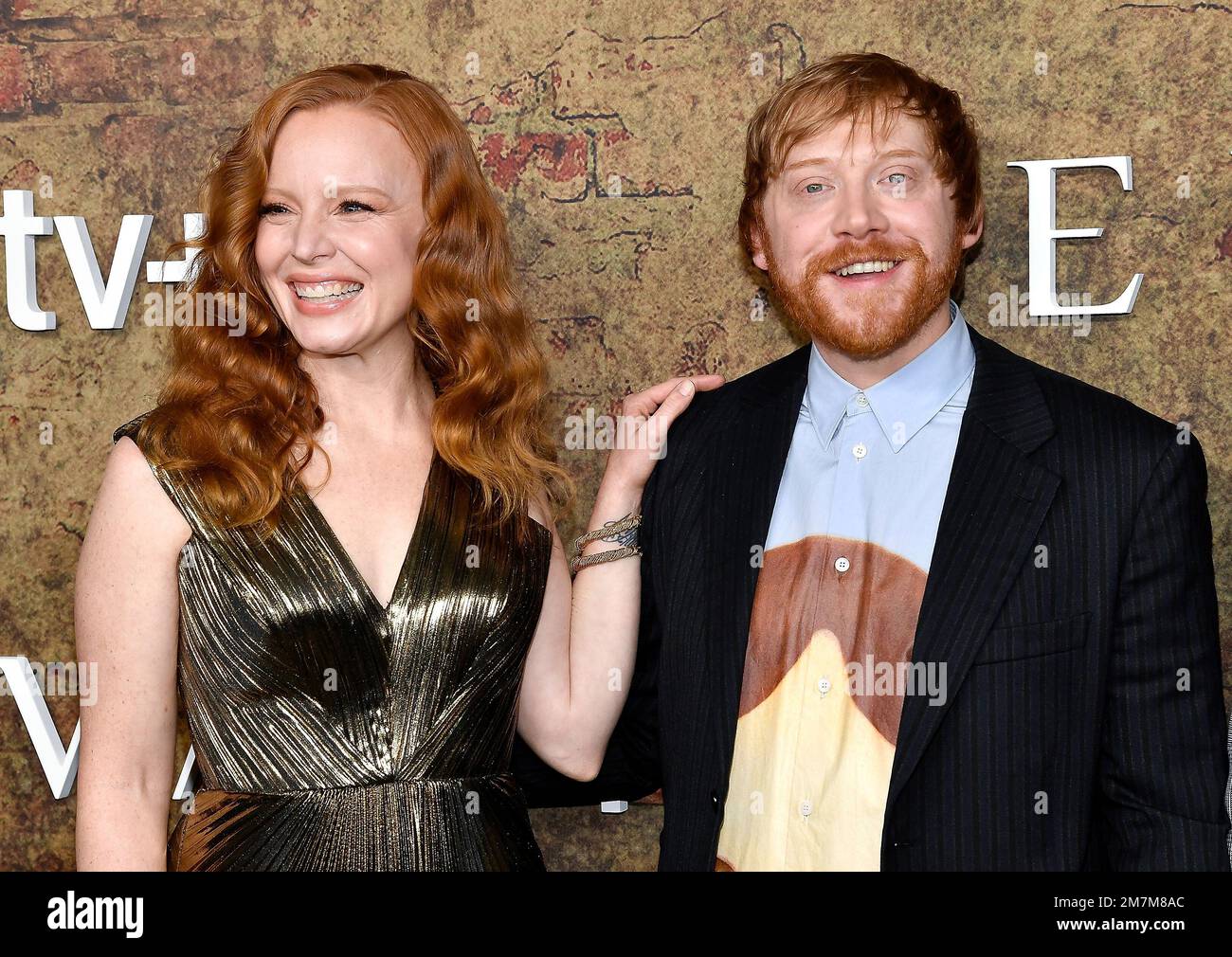 Lauren Ambrose, left, and Rupert Grint attend the premiere of Apple+ TV ...