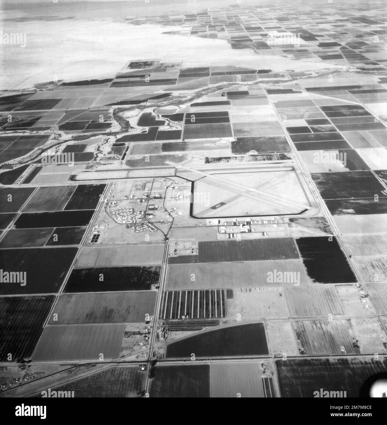 An aerial view looking north of the naval air facility from an altitude ...