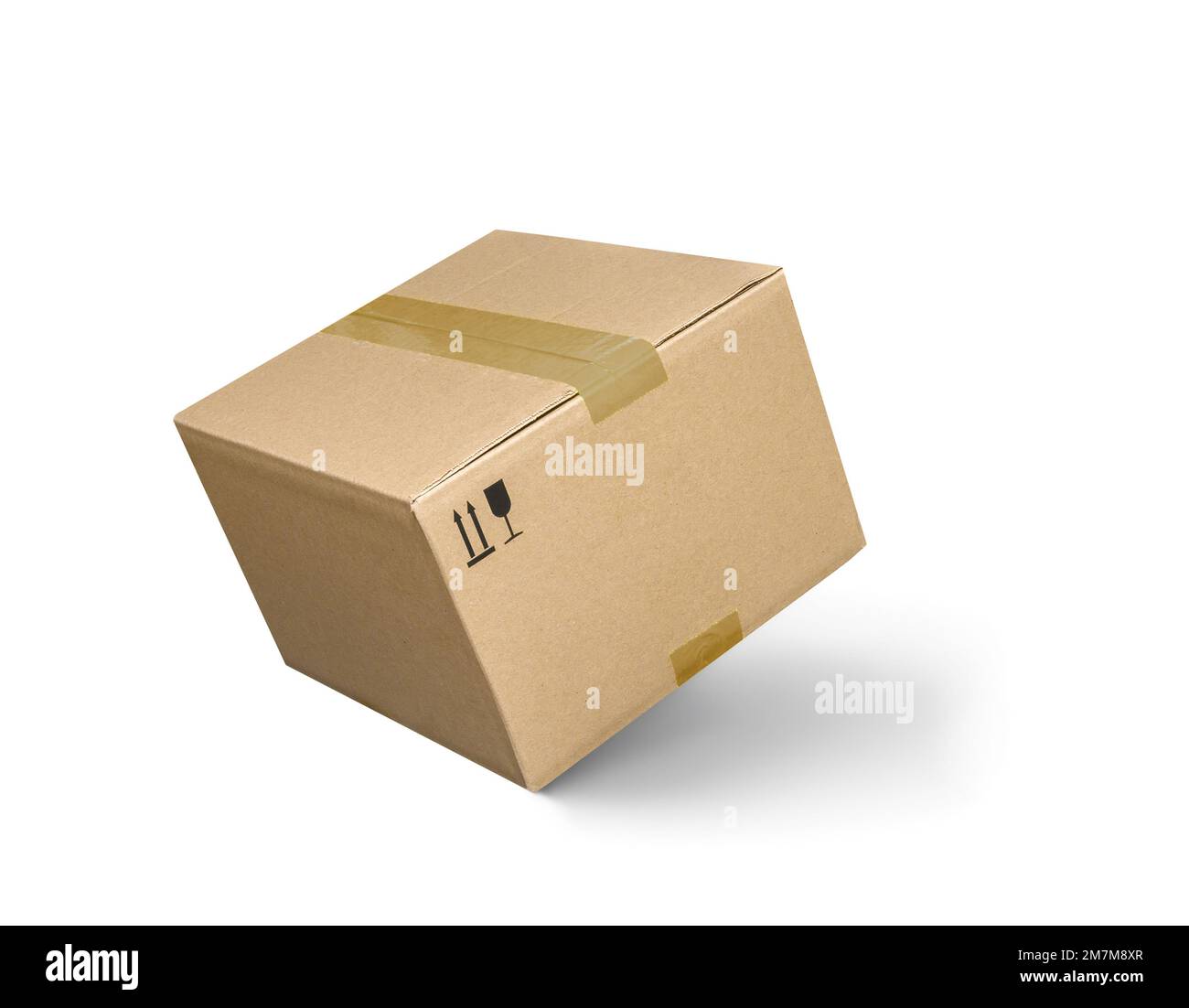 Closed taped Cardboard parcel box isolated on white background Stock ...