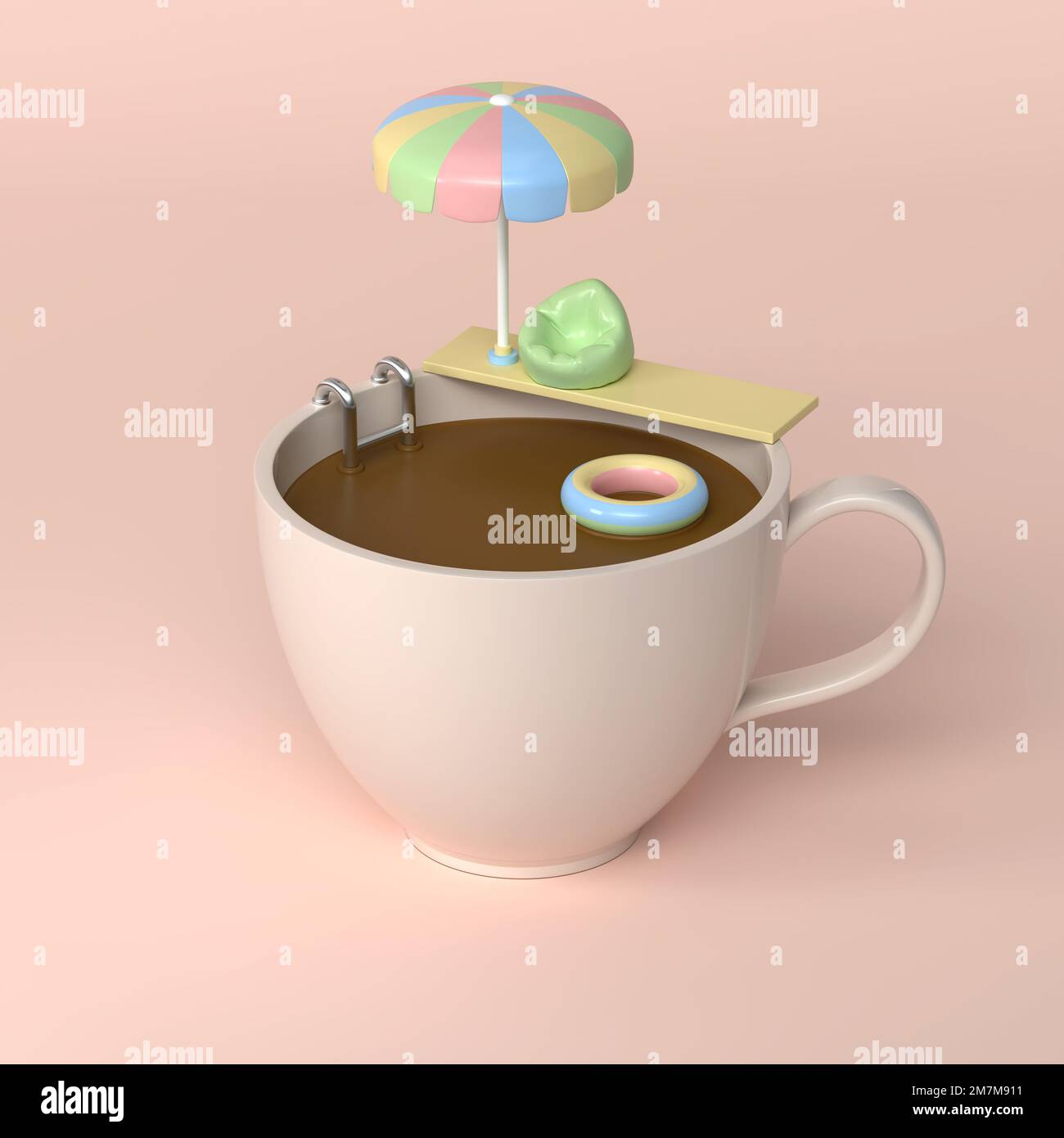 Swimming pool in a small coffee mug. 3D scene Stock Photo - Alamy