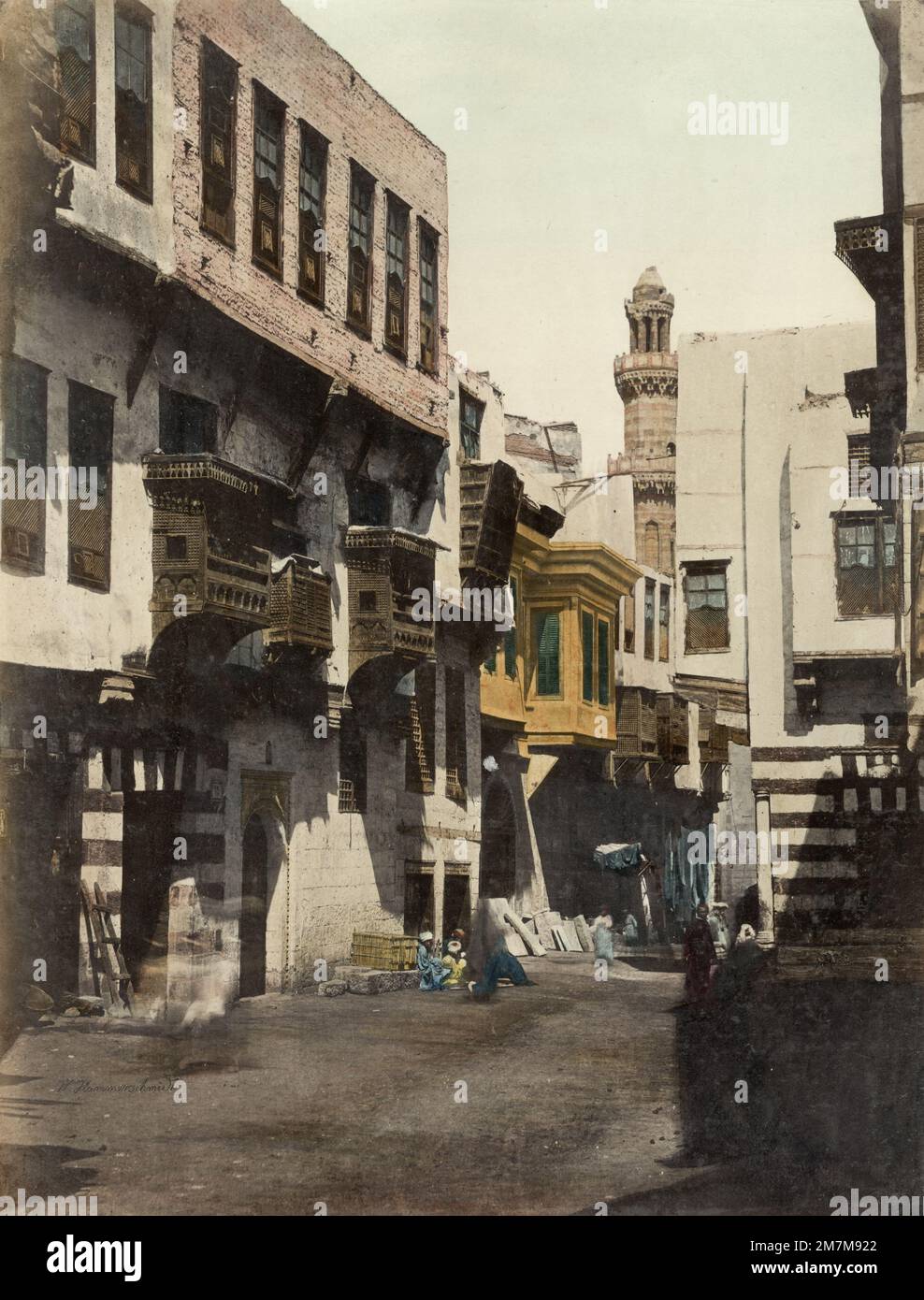 Vintage 19th c. photo - Al-Darb al-Ahmar district, Cairo, Egypt Stock ...