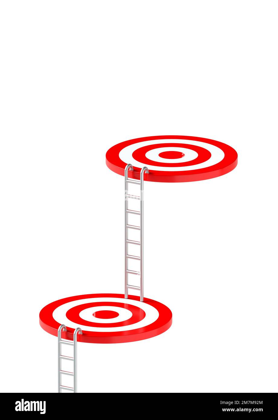 Stairs to the destination and more stairs to the target point. 3D scene ...