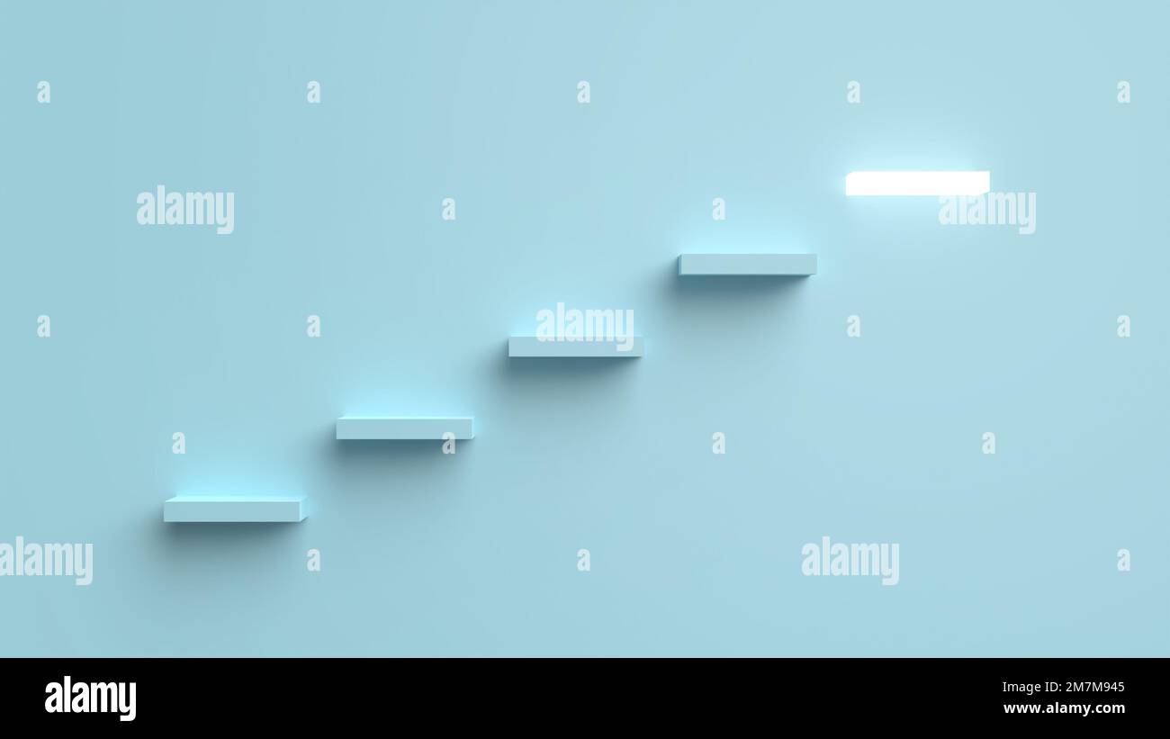 The ladder of success that sparkles. 3D Render Stock Photo - Alamy