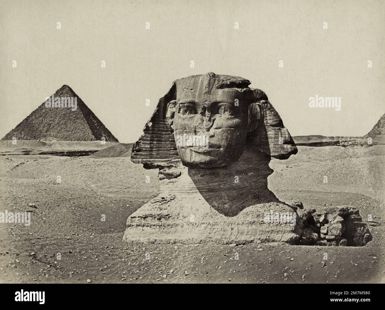Vintage 19th c. photo - Sphinx and pyramid of Giza, Cairo, Egypt Stock ...