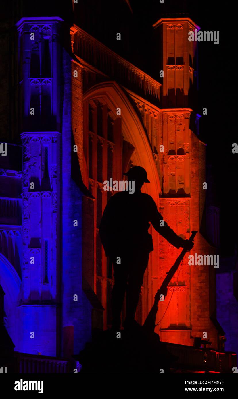 Silhouette Backlit Bronze Memorial Statue In Winchester Cathedral Close ...