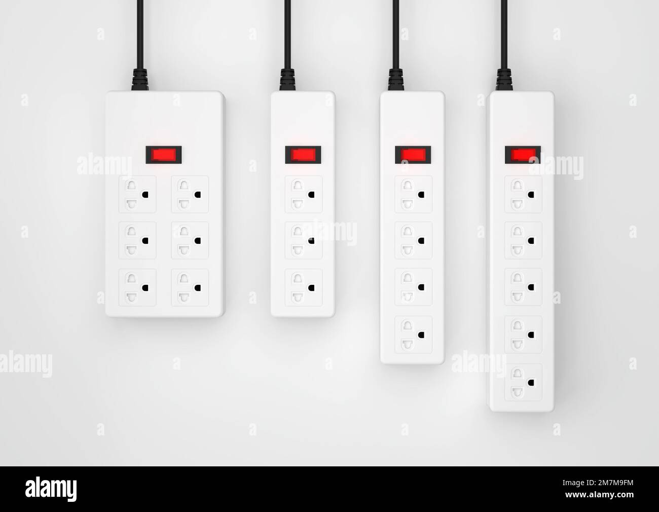 Adapter power plug is a set of 4 types arranged on a clean white ...