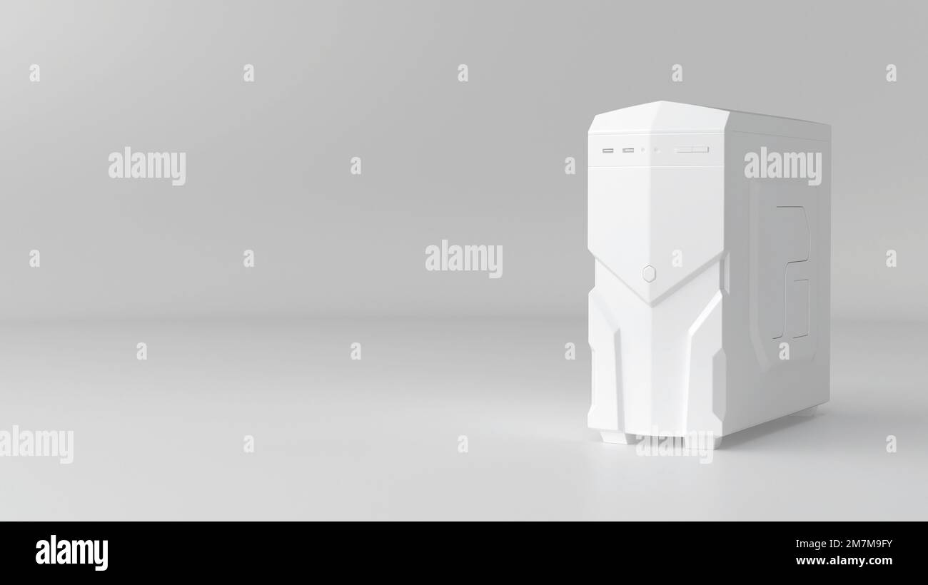 minimalist style white computer case on white scene There is space for ...