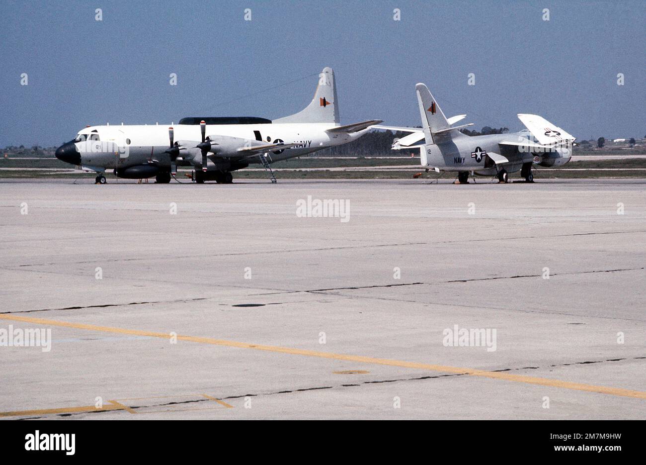 A view of a EP-3B Orion aircraft and an EA-3B Skywarrior aircraft ...