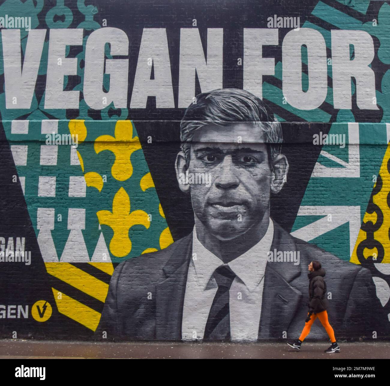 London, England, UK. 10th Jan, 2023. A huge mural in Shoreditch calls ...