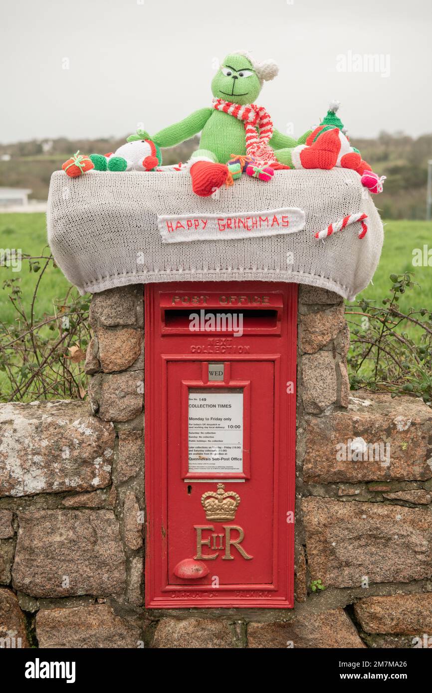 Festive (Grinch) Post box knitted topper, Jersey, Channel Islands Stock ...