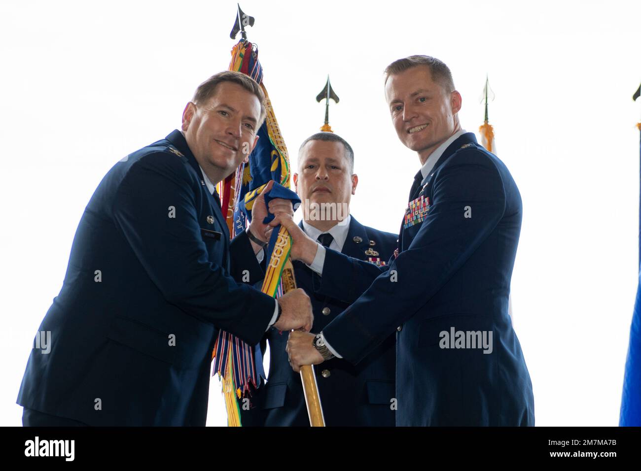 Lt. Col. Ryan Miller (right), 459th Airlift Squadron commander ...