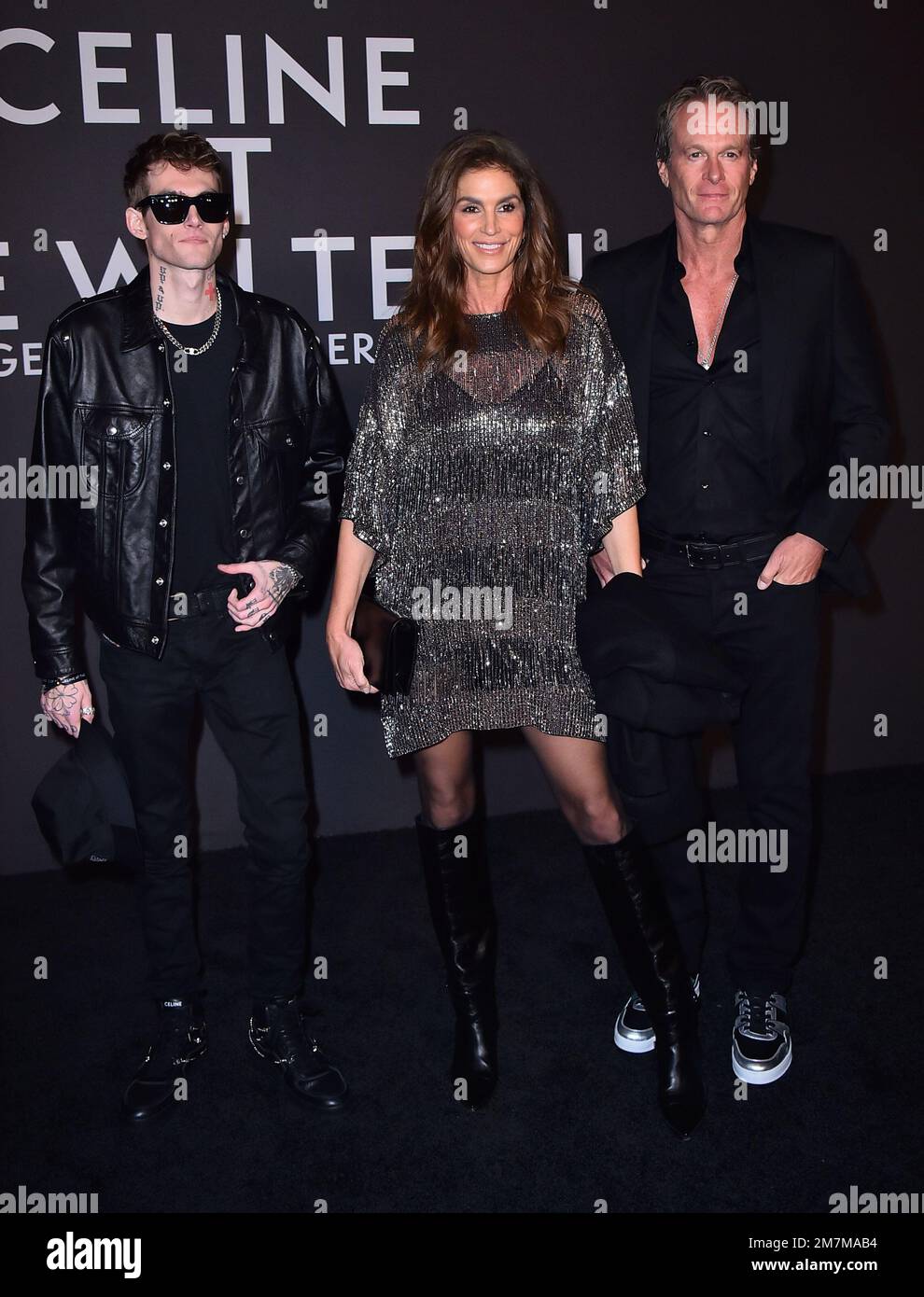 Presley Gerber, from left, Cindy Crawford and Rande Gerber arrive at ...