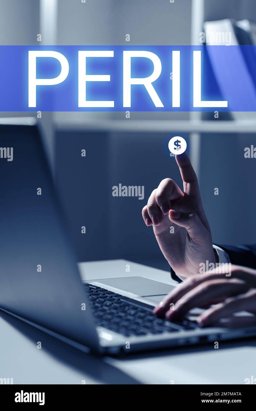 Text showing inspiration Peril. Internet Concept indicates something ...