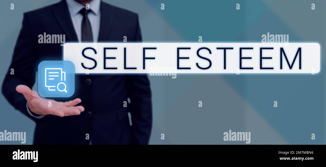 Hand writing sign Self Esteem. Business approach a feeling of having ...