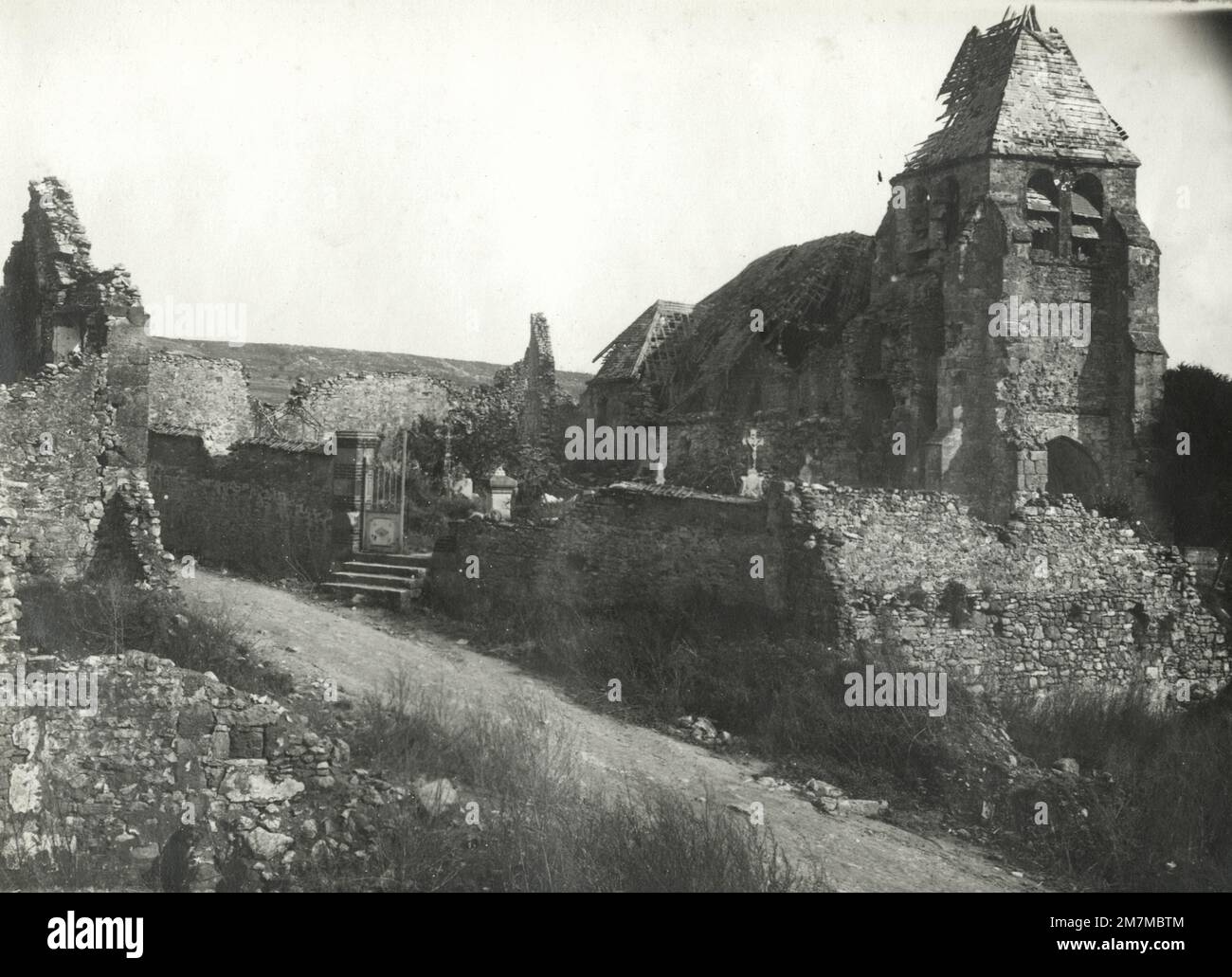 WW1 World War I photo - destroyed church, Oulches-la-Vallée-Foulon ...