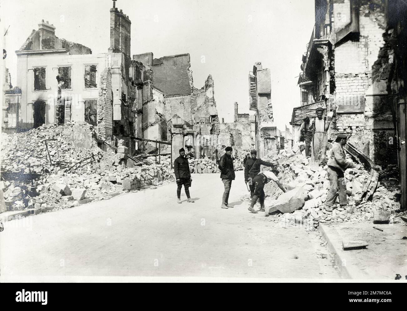 WW1 World War I photo - German prisoner, ruins of Reims, France Stock ...